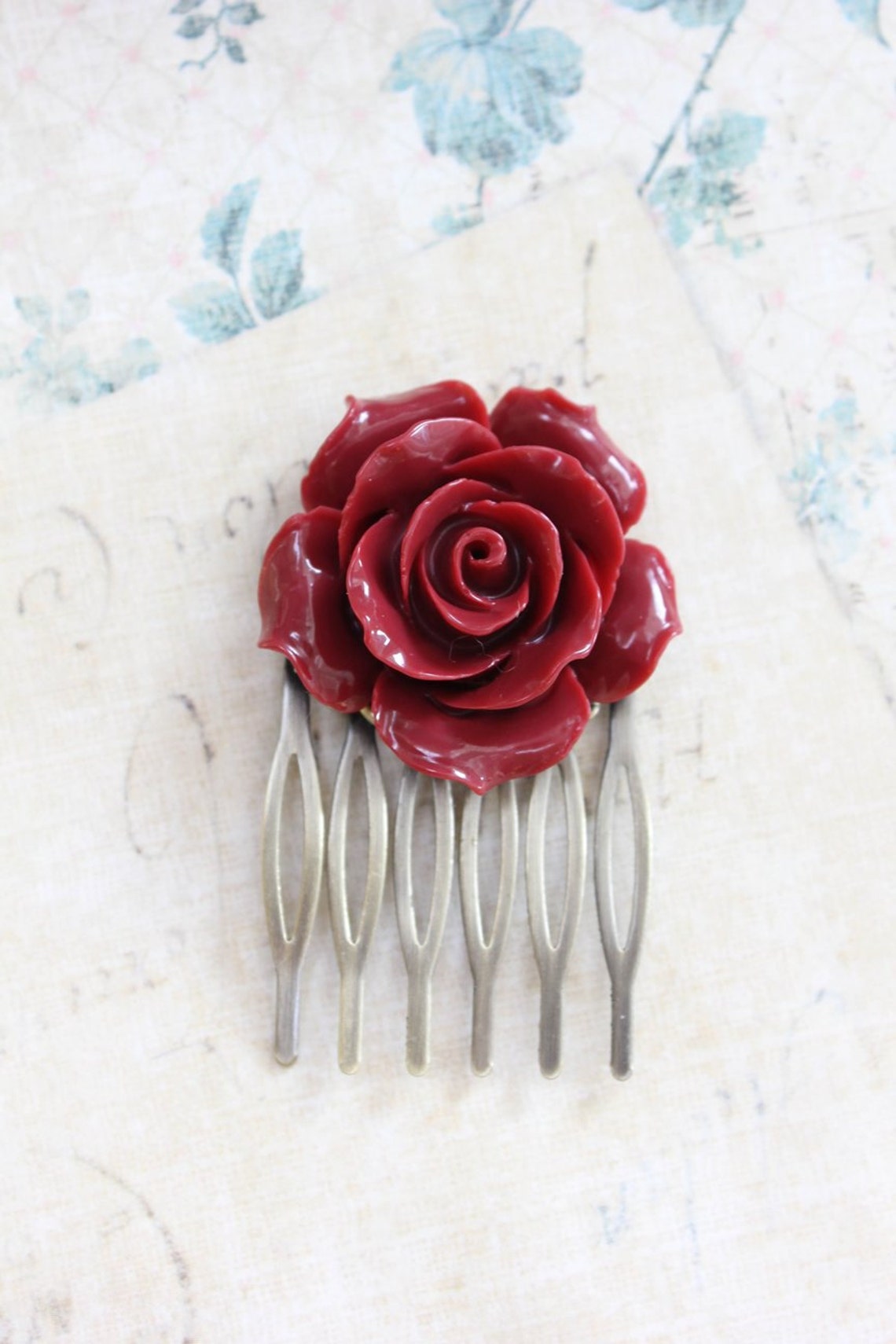 Big Red Rose Hair Comb Modern Bridal Floral Hairpiece Hair - Etsy