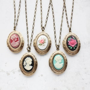 Hot Pink Rose Locket Necklace Photo Locket Vintage Style - Etsy