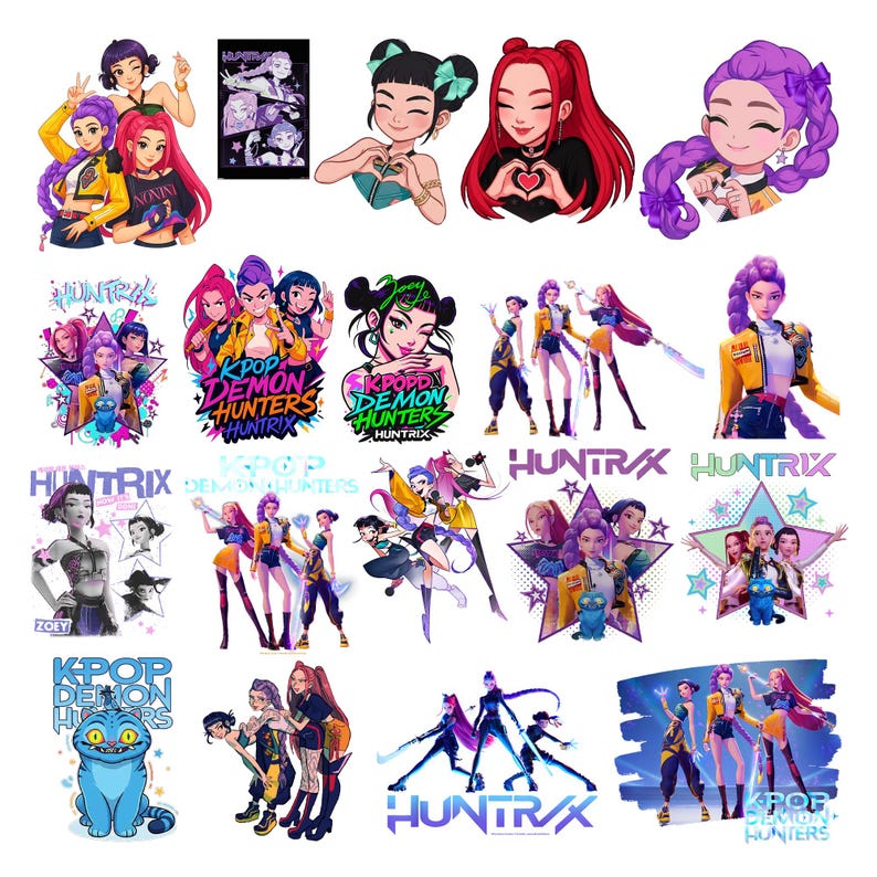 Huntrix Kpop Demon Hunters PNG SVG, Kpop Idol Group Shirt Design,girl ...