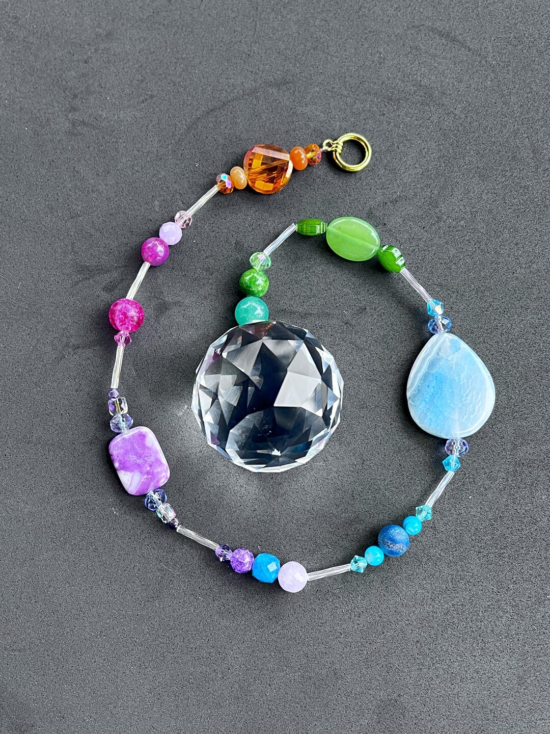 Sun Catcher 50mm Extra Large Crystal Ball Colorful Natural Stone Extra ...