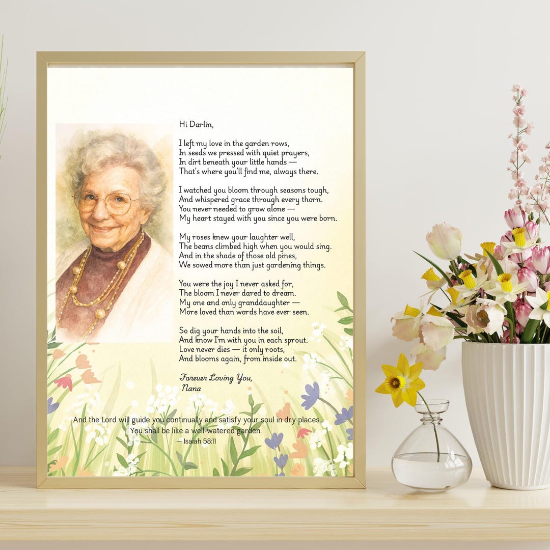 Custom Personalized Memorial Poem Gift Printable or Mailed | Funeral ...