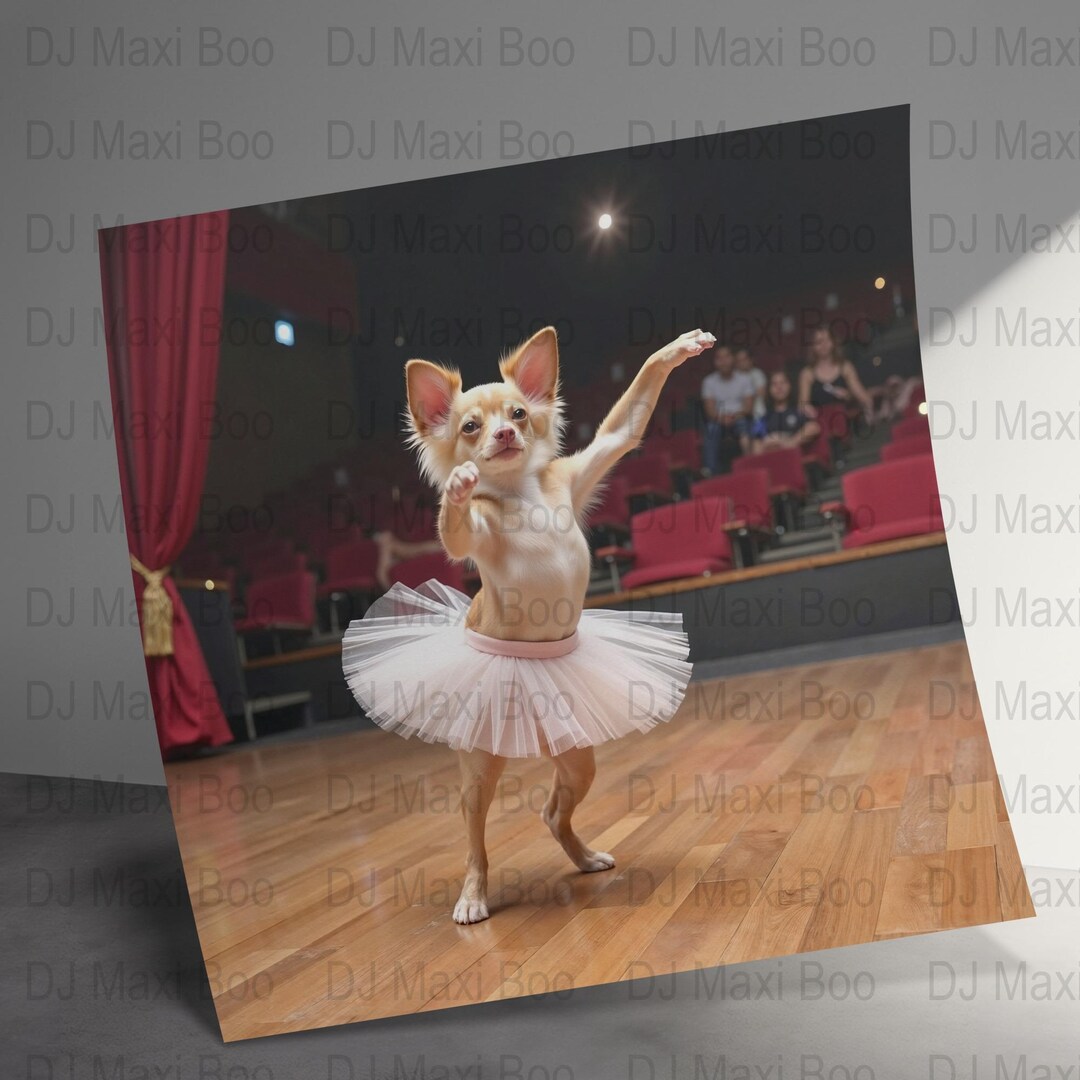 Ballerina Chihuahua Printable Digital Art for Instant Download, Ballet ...