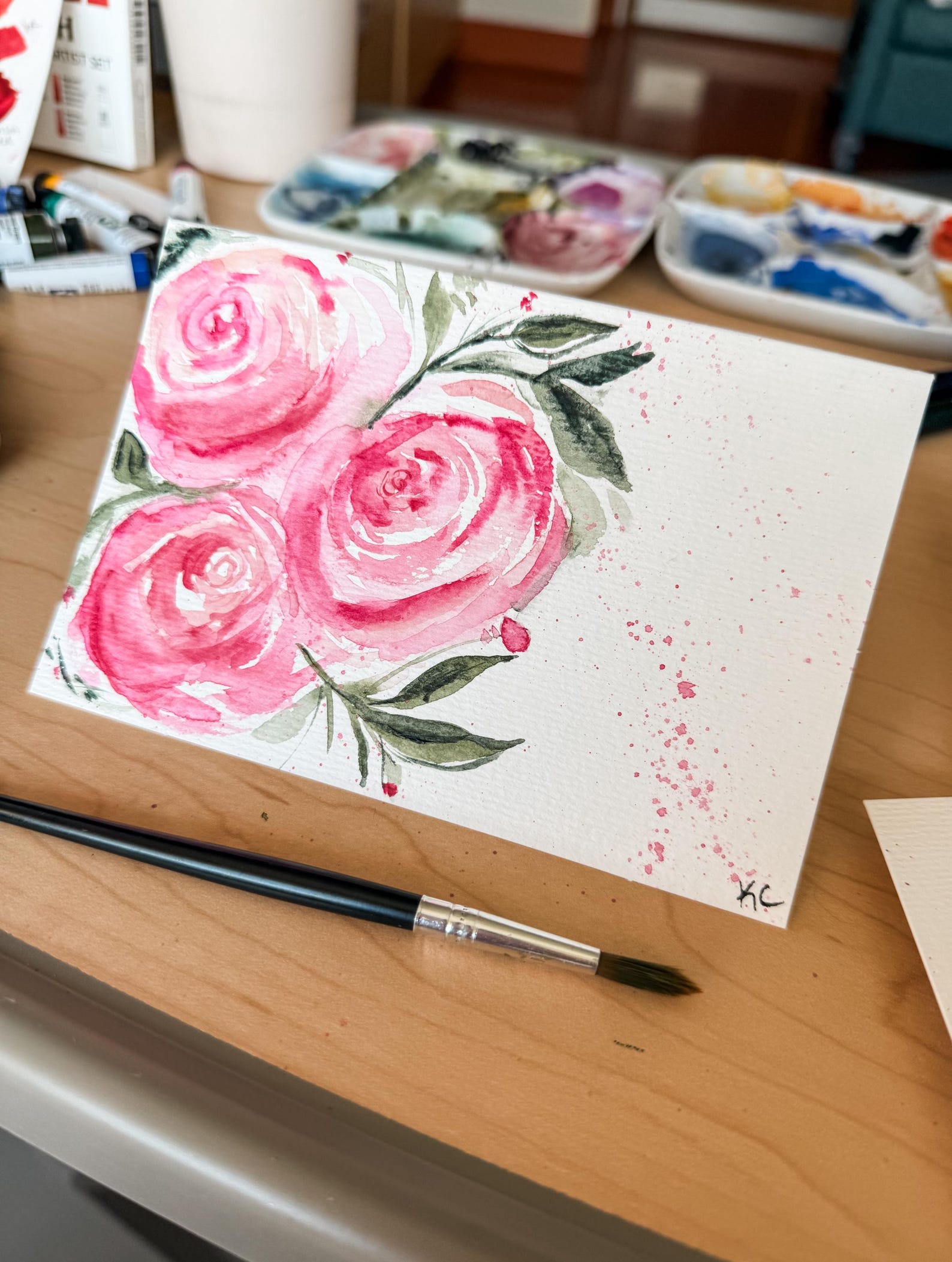Original Hand-painted Watercolor Greeting Card | Loose Floral Design ...