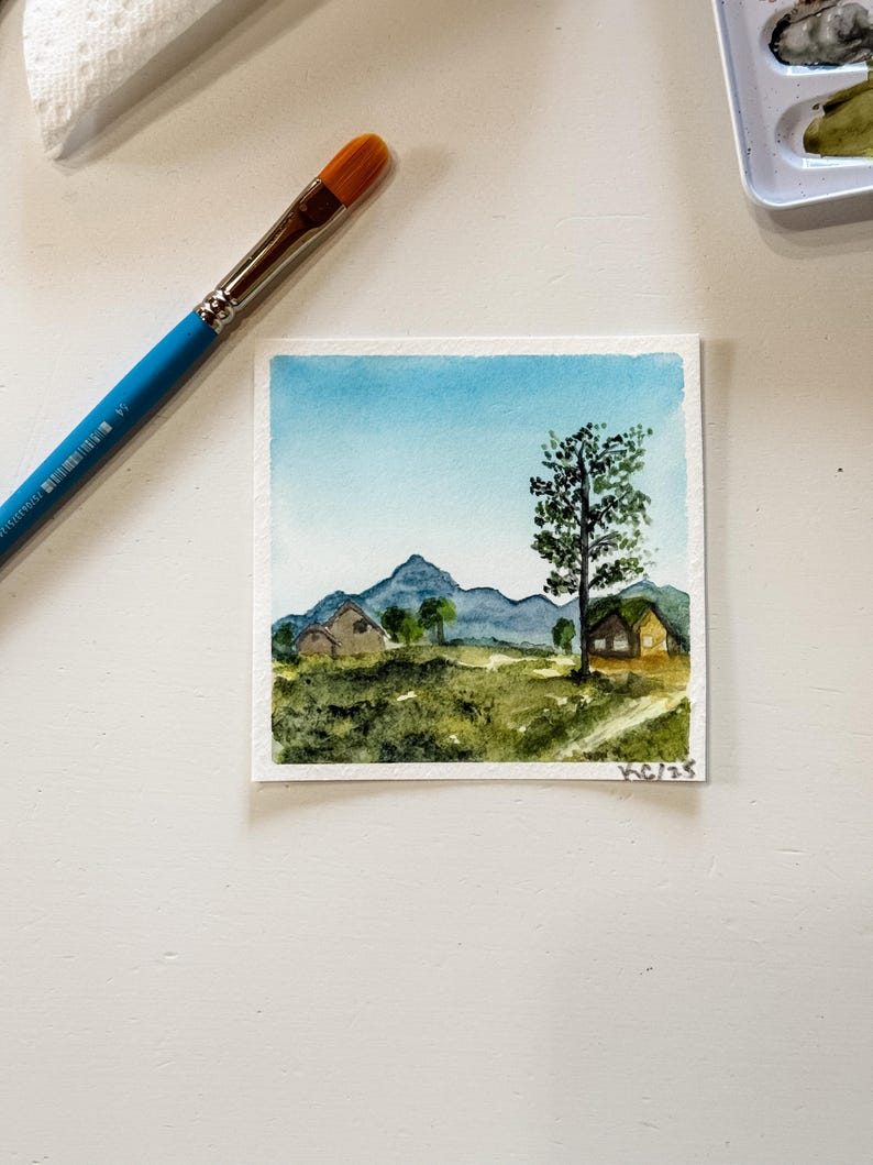Custom Watercolor Landscape Mini | 4x6 Original Painting | Personalized ...