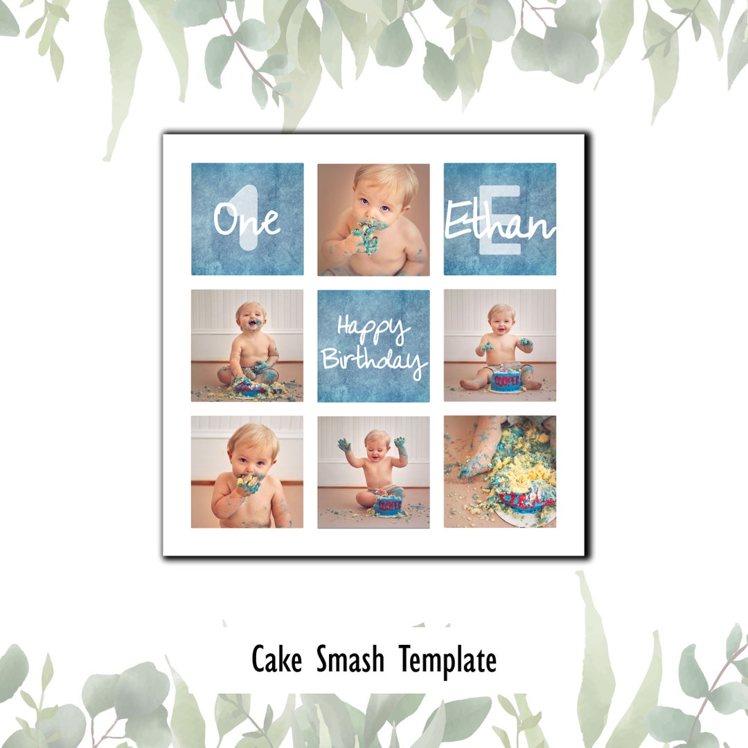 Cake Smash Template Psd Cake Smash Storyboard Blue Square Collage Blog ...