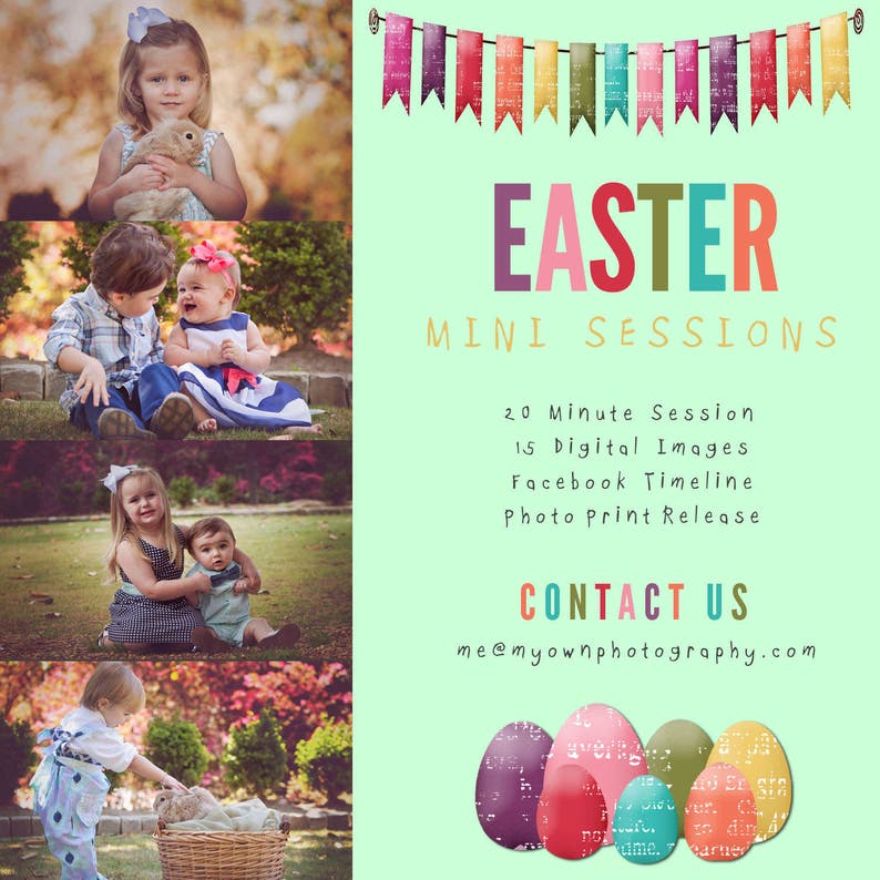 Easter Mini Session Template Eggs Promo Square Flyer Pastel Mini Blog ...
