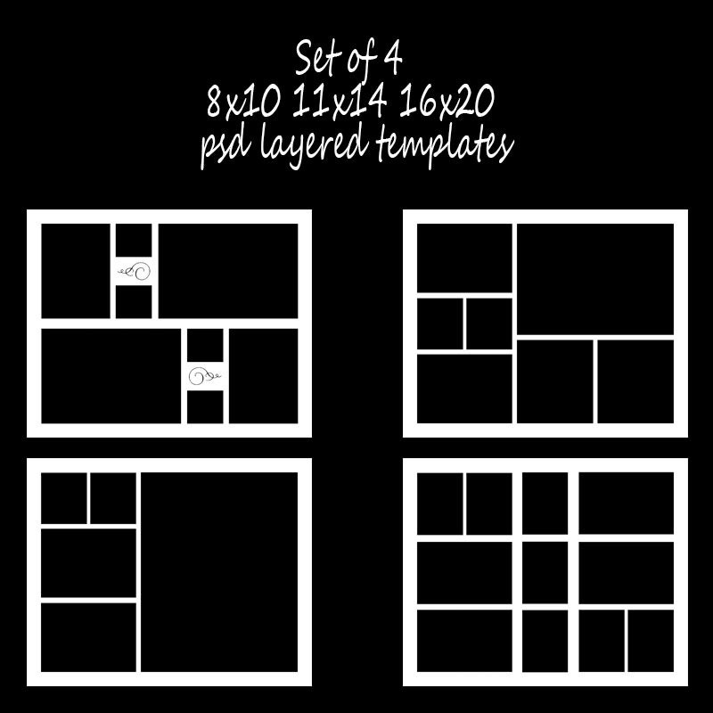 Collection of 4 8x10 11x14 16x20 Template Collage Storyboard | Etsy