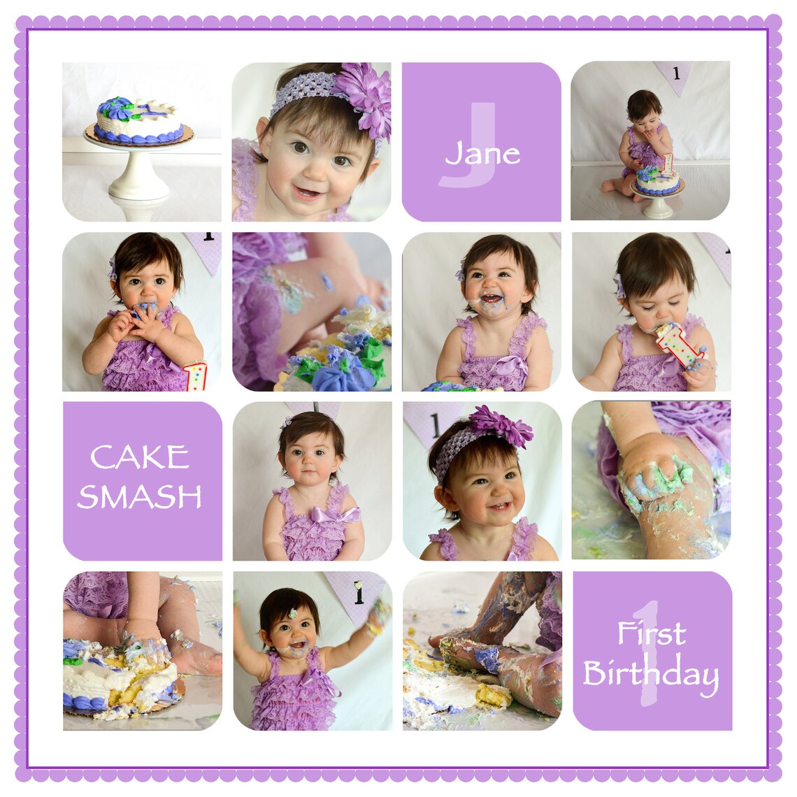 Cake Smash Purple Template Cake Smash Storyboard Template 20x20 Collage ...