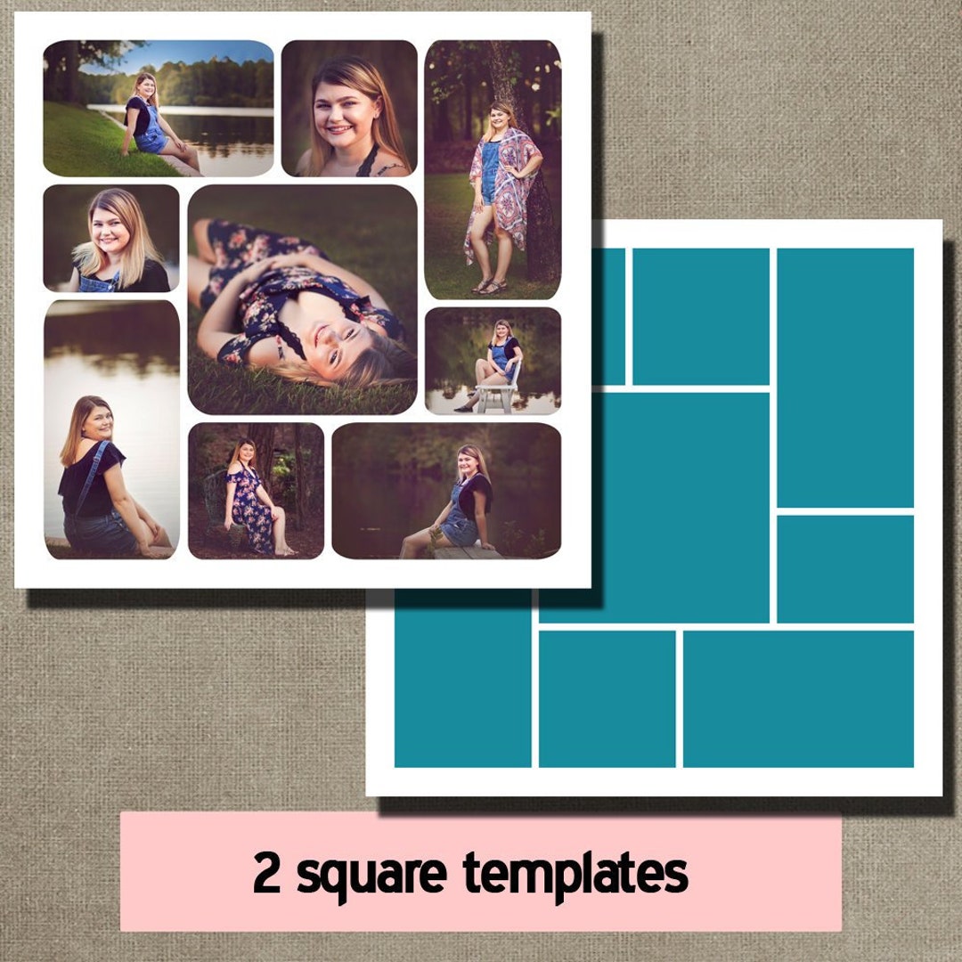 Square 5x5, 10x10, 15x15, 20x20 Rounded Corner Template Set Cake Smash Collage Psd INSTANT ...
