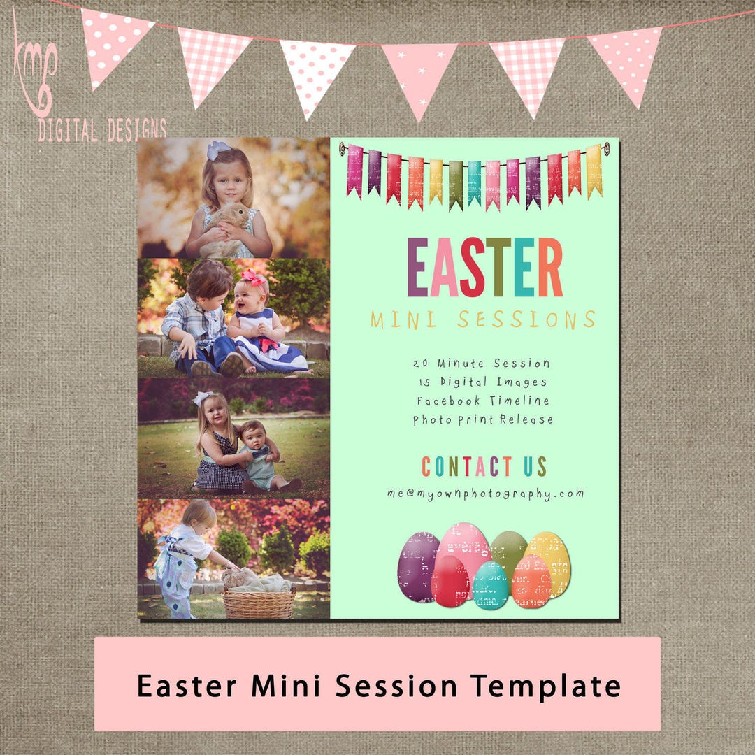 Easter Mini Session Template Eggs Promo Square Flyer Pastel Mini Blog ...