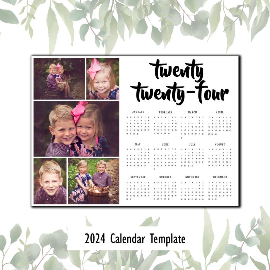 2024 Five Image Photo Calendar Template Psd File can Be Resized INSTANT ...