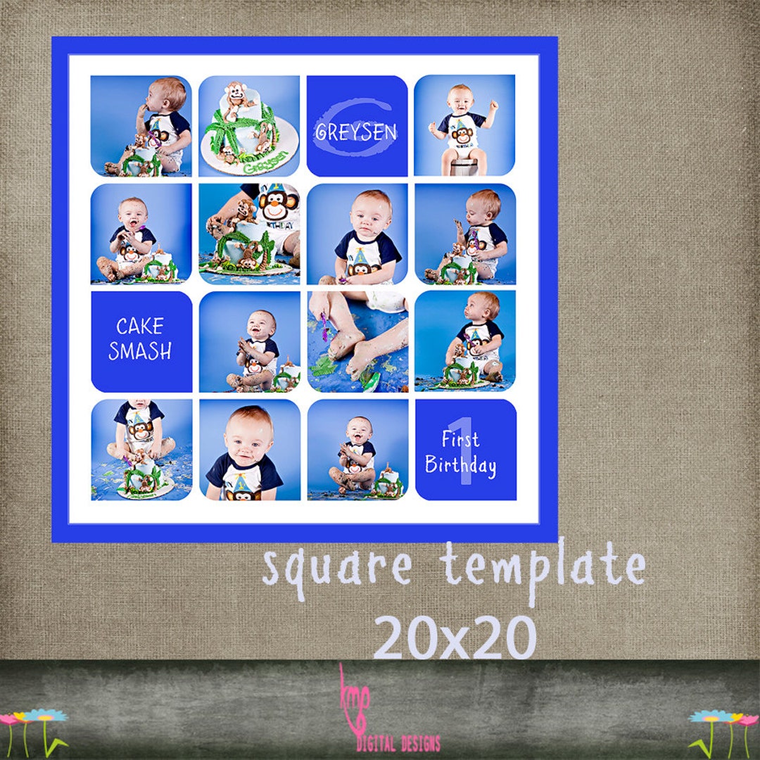 Cake Smash Template Cake Smash Storyboard Template 20x20 Collage for CS ...