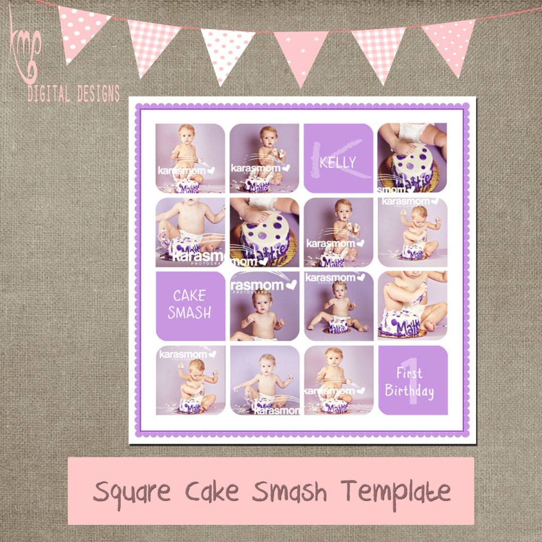 Cake Smash Purple Template Cake Smash Storyboard Template 20x20 Collage ...