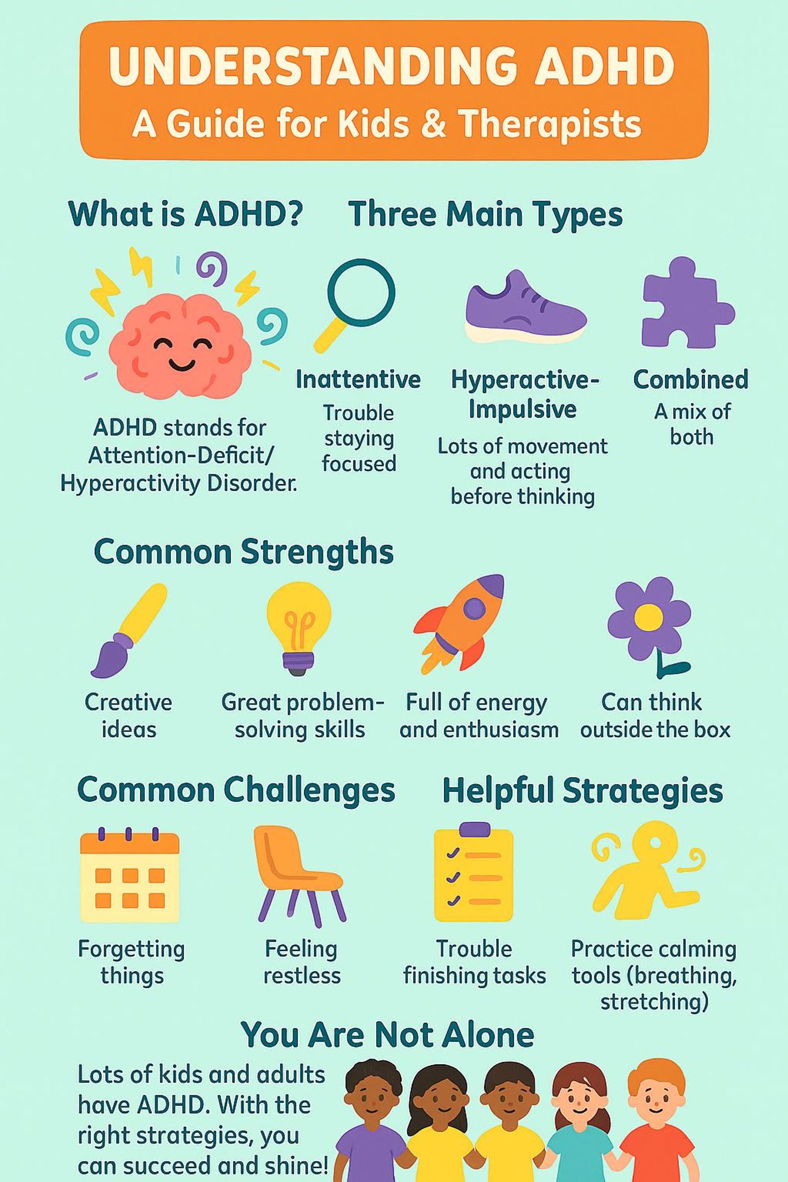 ADHD Educational Infographic for Kids and Therapists Bright and ...