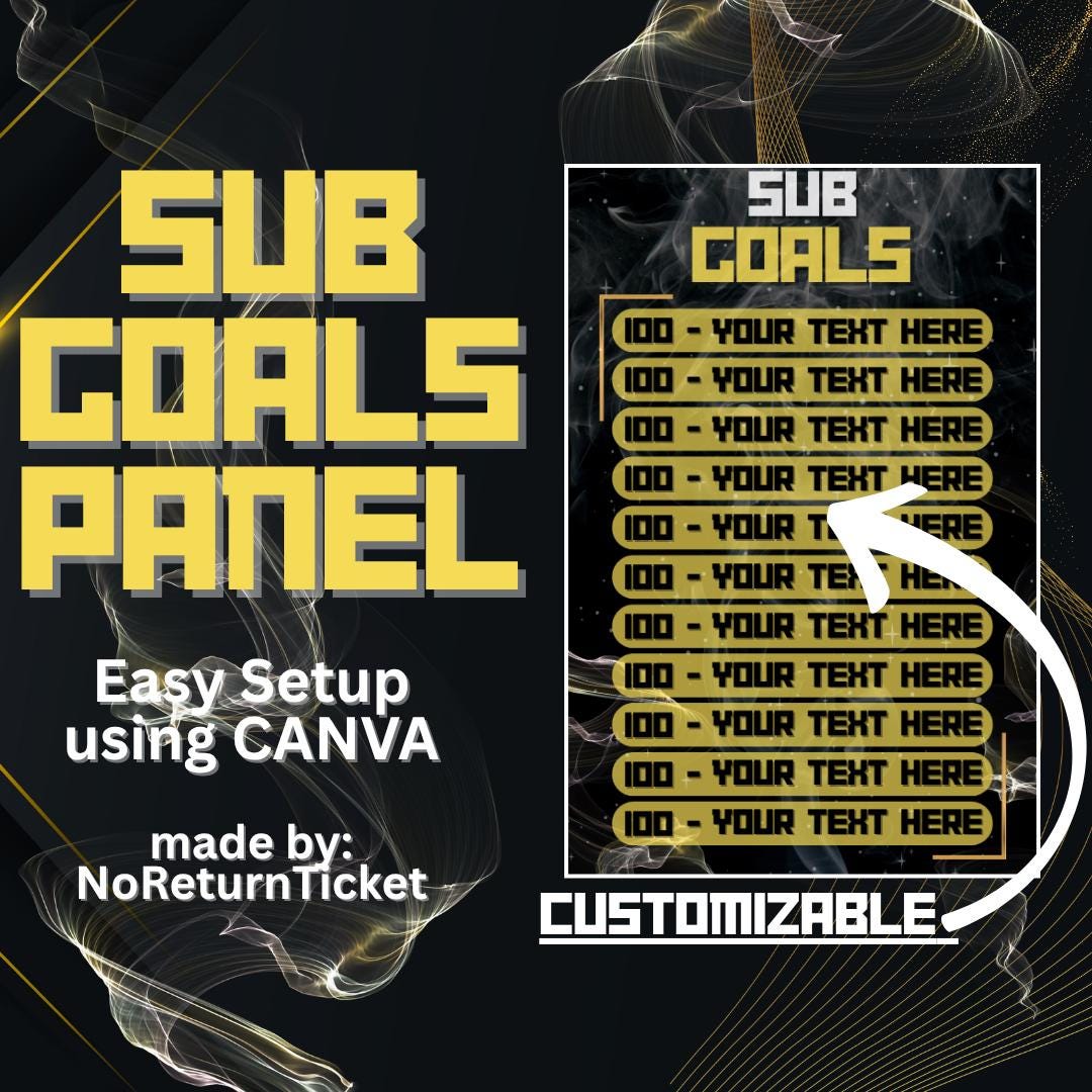 Streamer Sub Goal Overlay for Twitch, Kick, Youtube – Black & Gold ...