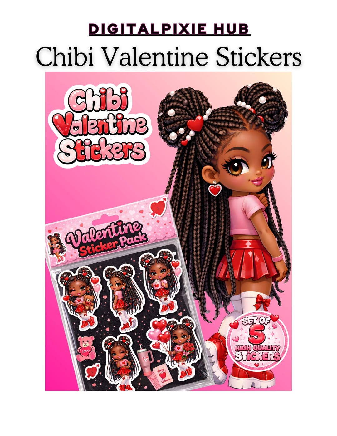 Chibi Valentine Sticker Pack | Love Stickers, Planner Scrapbook ...