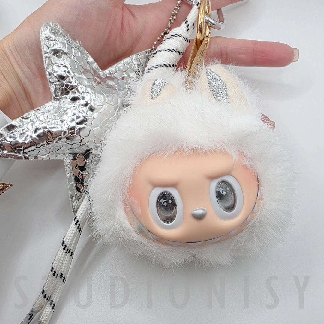 Handmade Labubu Head Plush Keychain: ZIMOMO ANGEL - Etsy