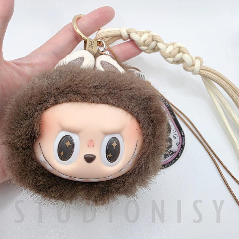 Handmade Labubu Head Plush Keychain: ZIMOMO ANGEL - Etsy