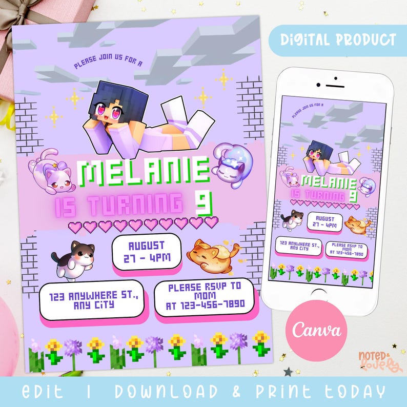 Aphmau Birthday Invitation, Roblox Digital Invitation, Aphmau Meemeows ...