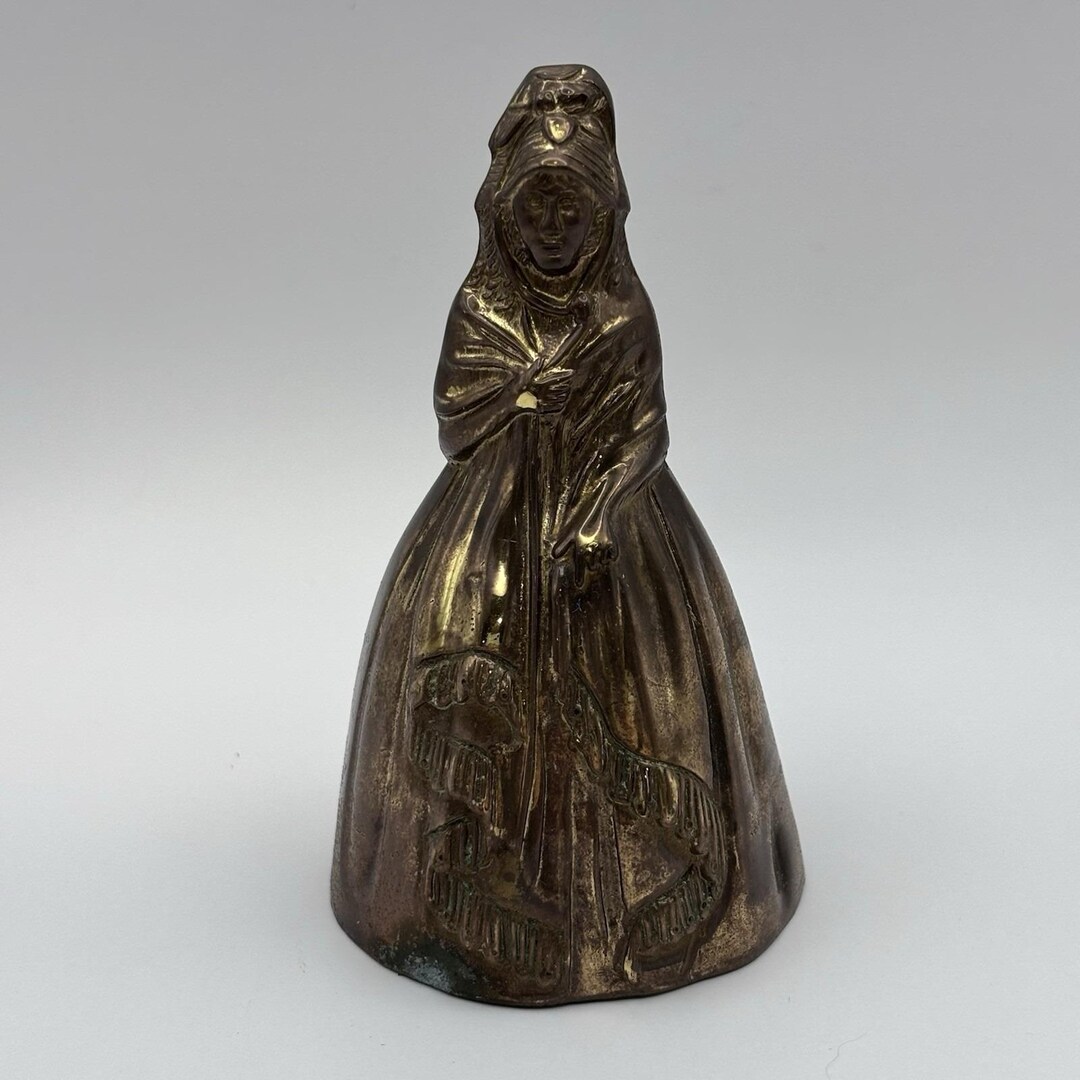 Vintage Victorian Old Lady Woman Maid Brass Dinner Bell 4 1/8" Tall ...