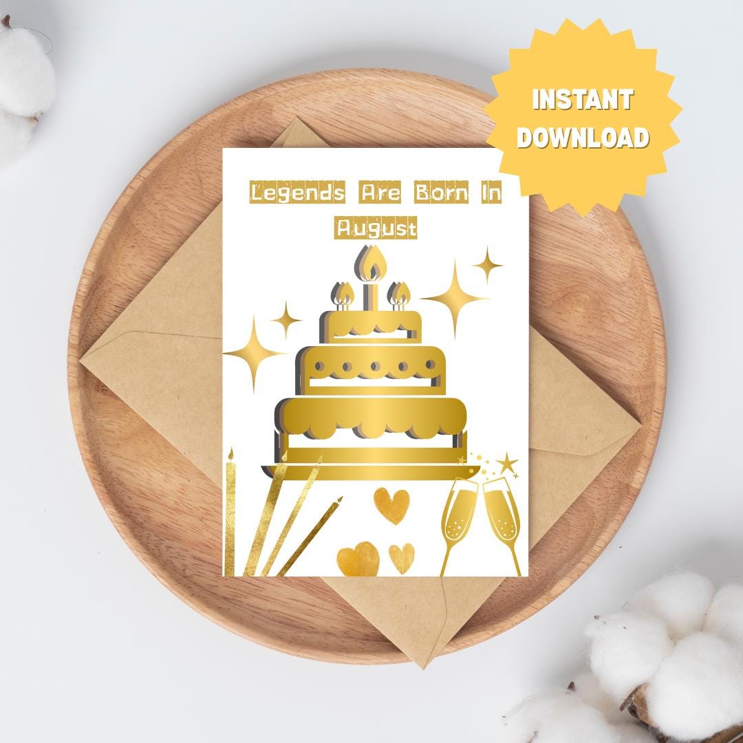 August Birthday Card, Printable Birthday Card for Her or Him, Funny ...