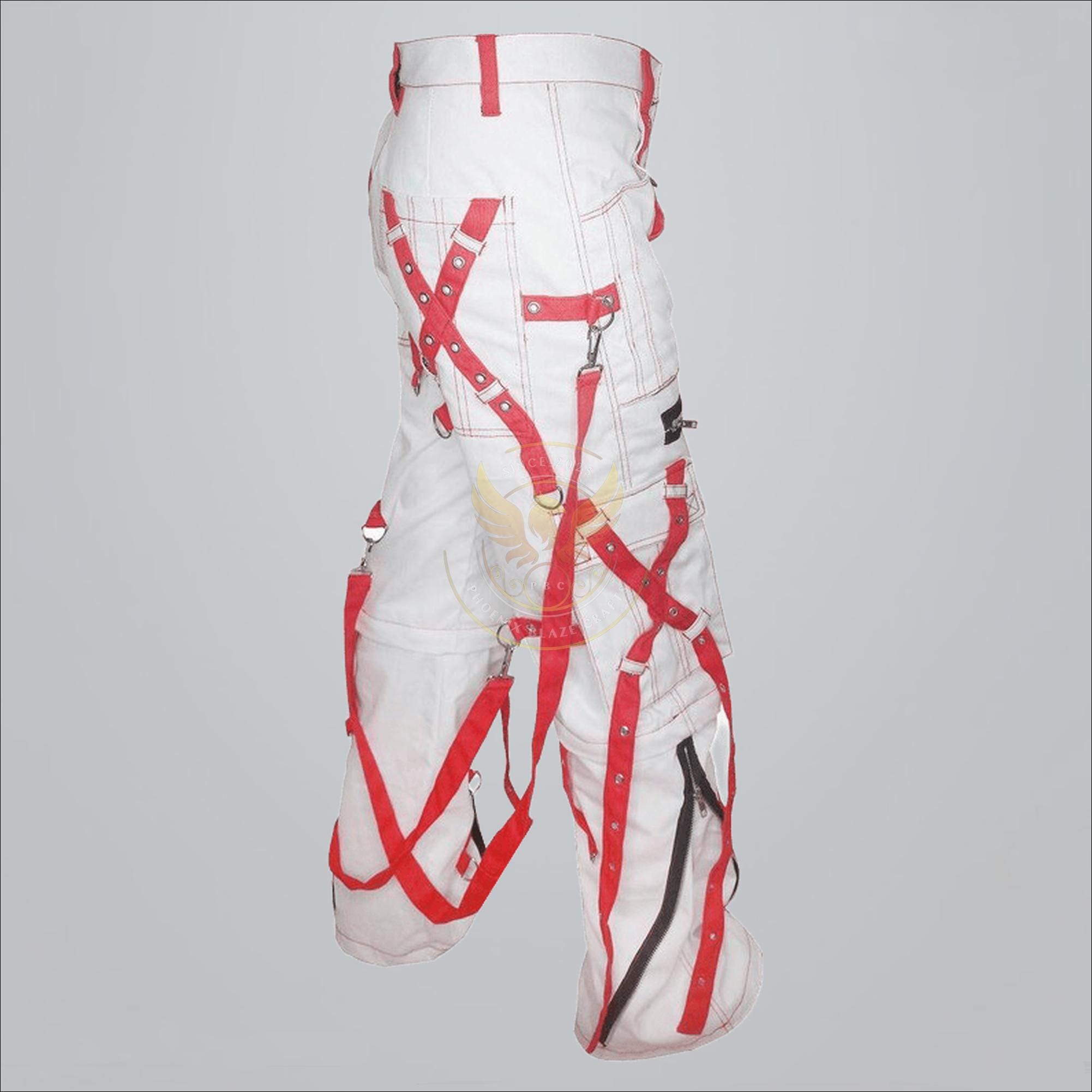 Gothic Tech Wear Pants: Red & White Cyberpunk Rave Cargo Trousers - Etsy