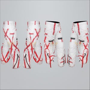 Gothic Tech Wear Pants: Red & White Cyberpunk Rave Cargo Trousers - Etsy