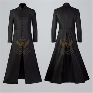Neo Matrix Coat Black Gothic Cosplay Ankle Length Cotton Matrix Trench ...
