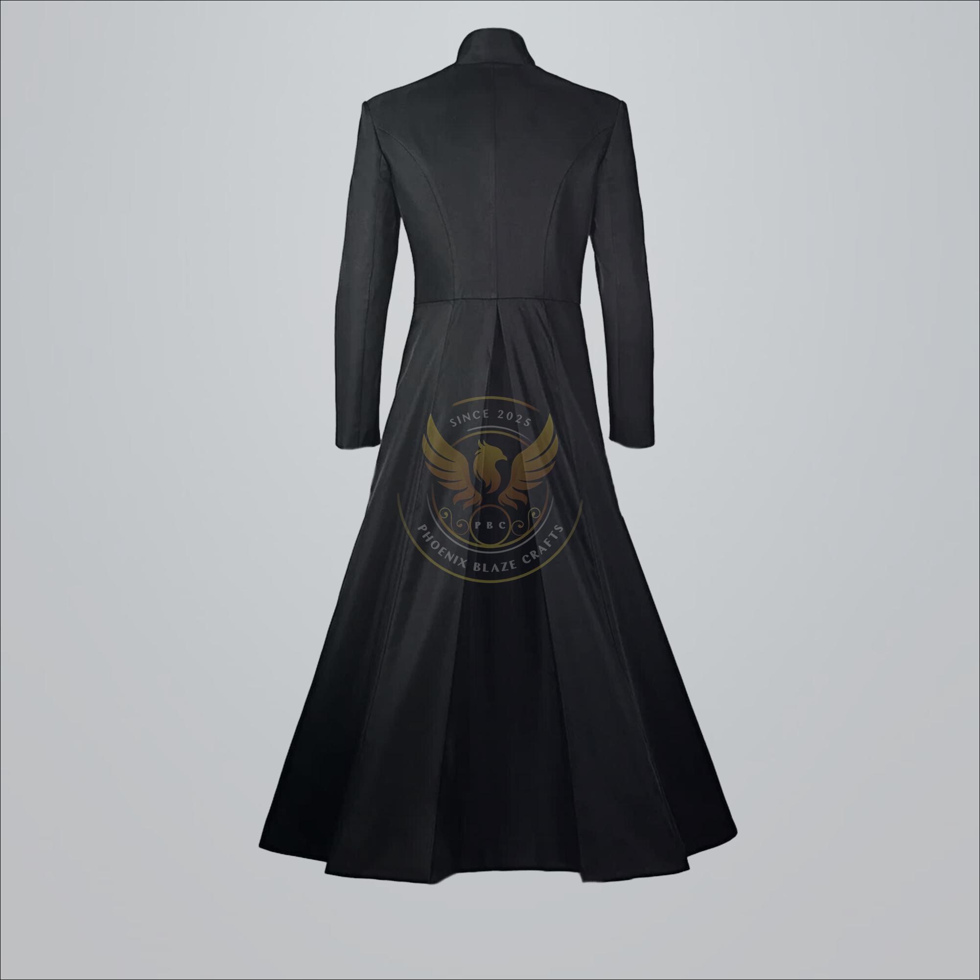 Neo Matrix Coat Black Gothic Cosplay Ankle Length Cotton Matrix Trench ...