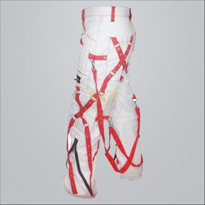 Gothic Tech Wear Pants: Red & White Cyberpunk Rave Cargo Trousers - Etsy