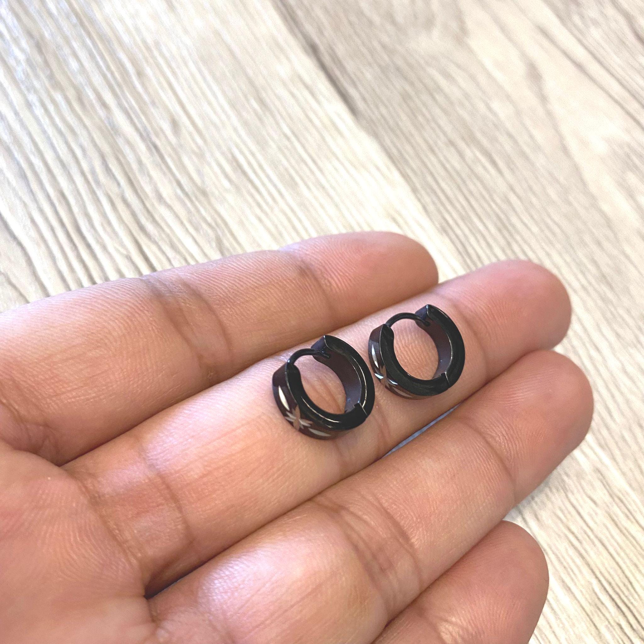 Handmade Black Titanium Hoop Earrings, Hypoallergenic, Dainty Earrings ...