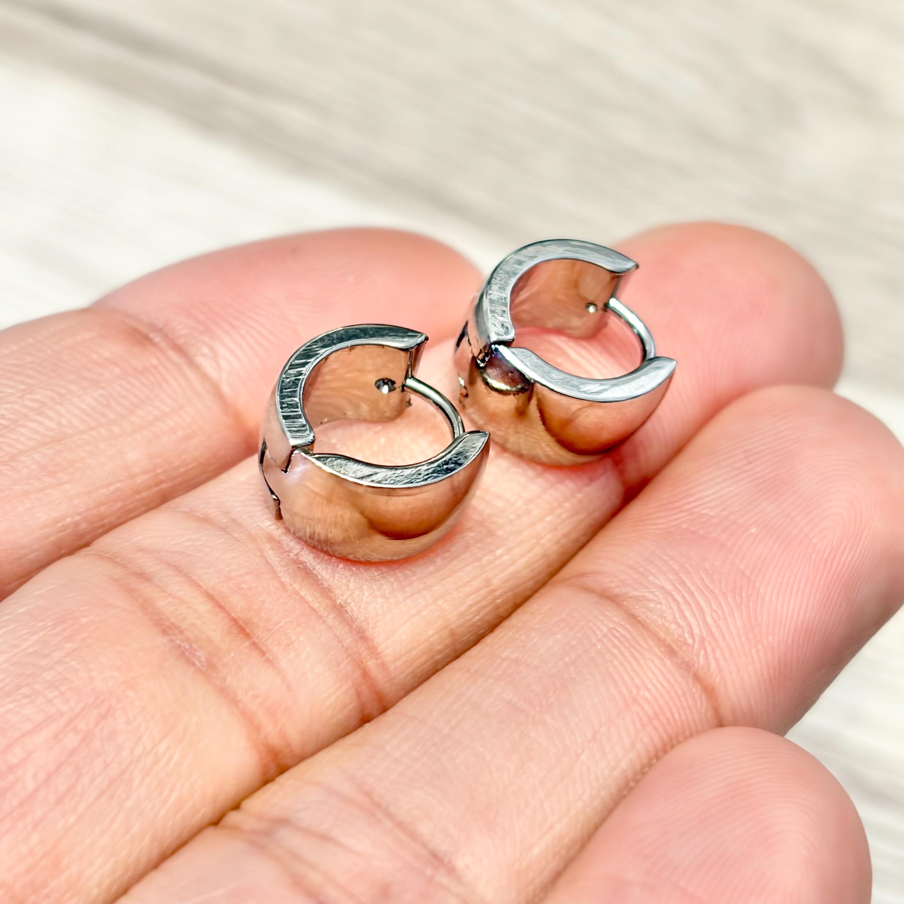 Handmade Silver Titanium Hoop Earrings, Hypoallergenic, Dainty Earrings ...