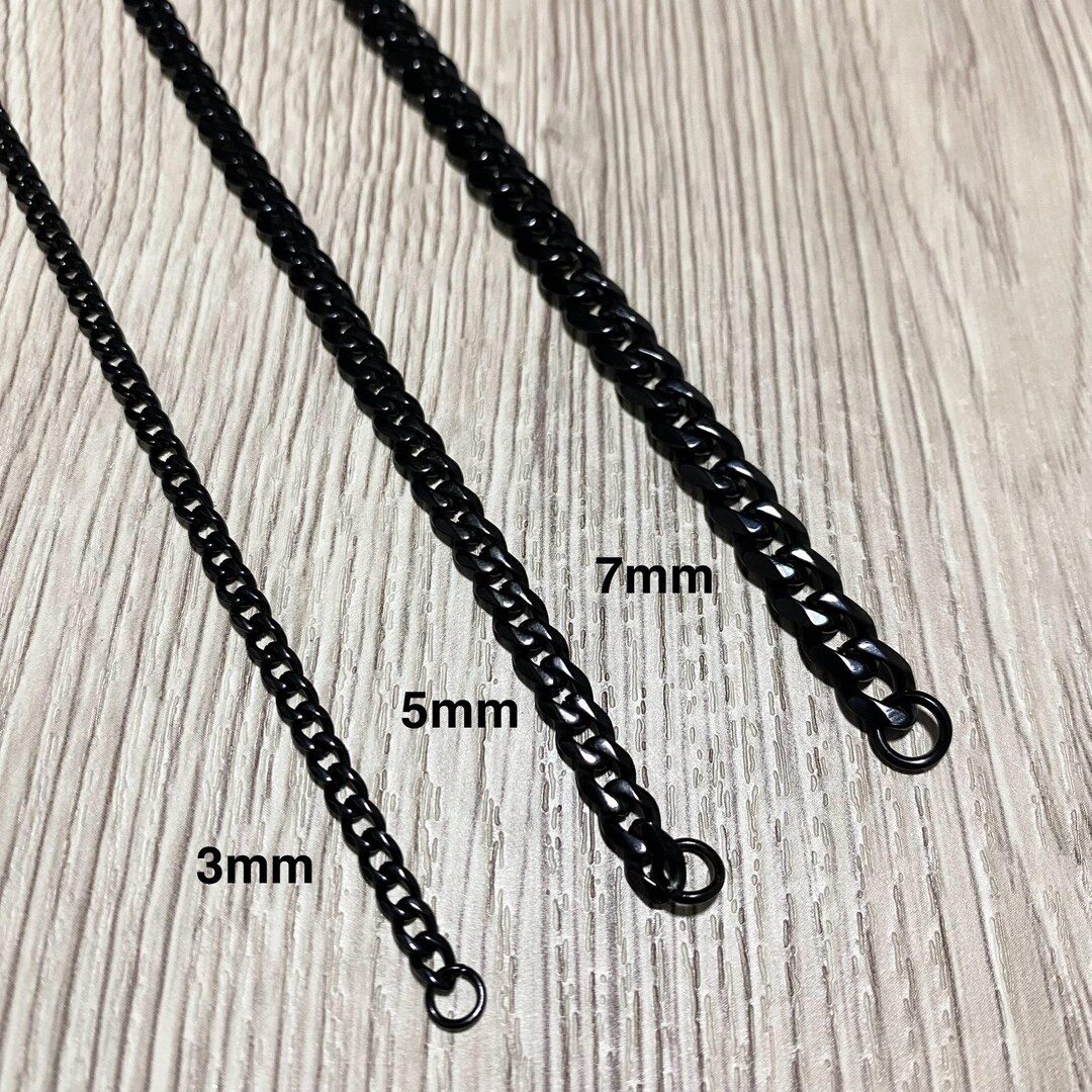 Handmade Black Titanium Cuban Chain Bracelet, Mens Lightweight ...