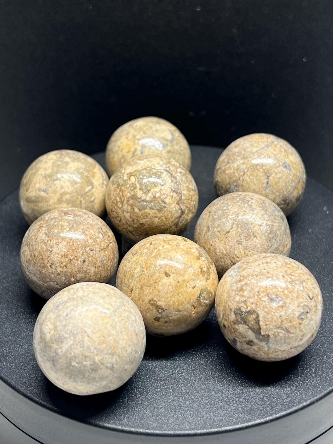 9 Fossil Stone Mini Spheres - Etsy
