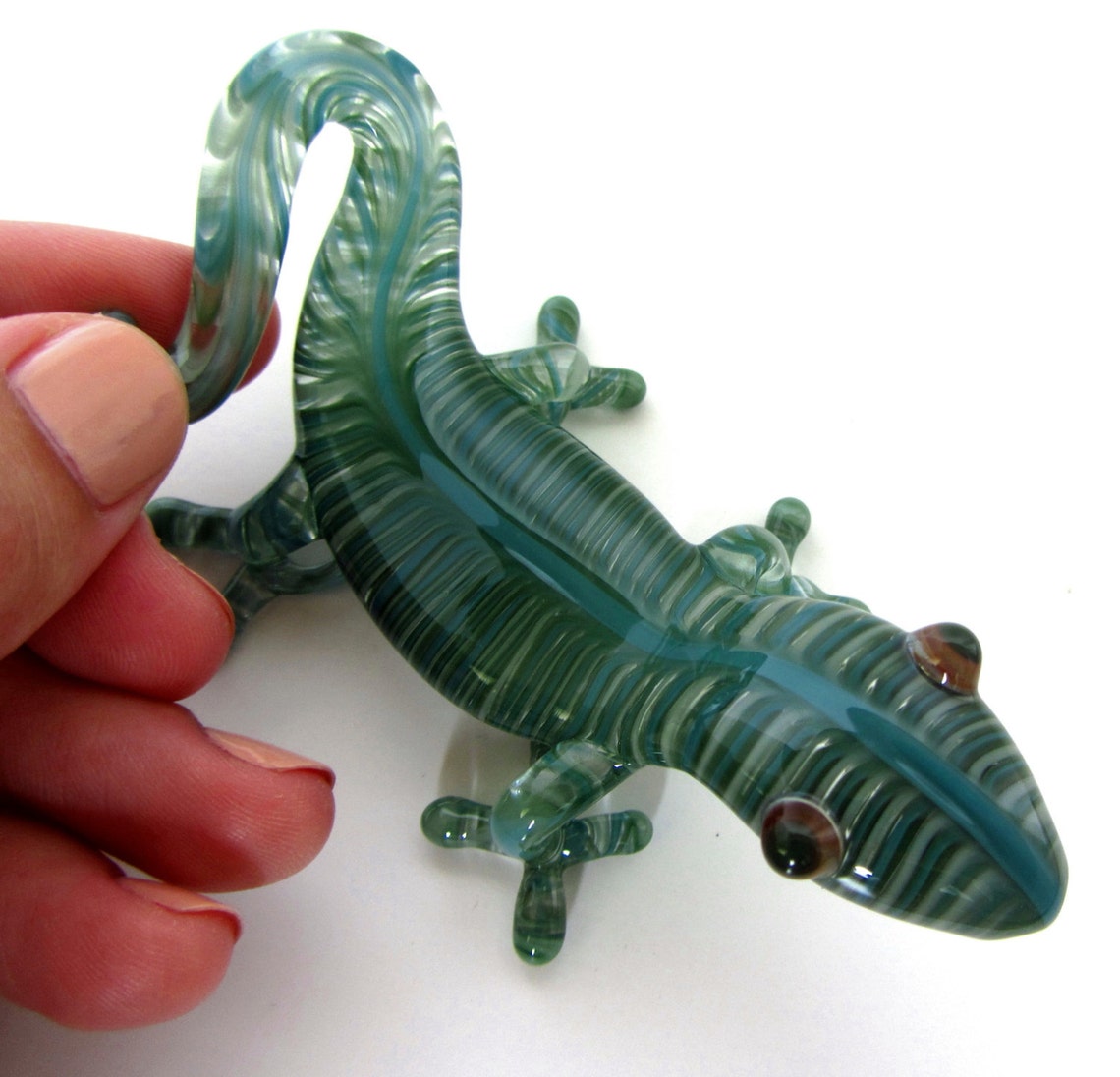 Glass Gecko in Ocean Color, Jungle Lizard for Wall Display - Etsy
