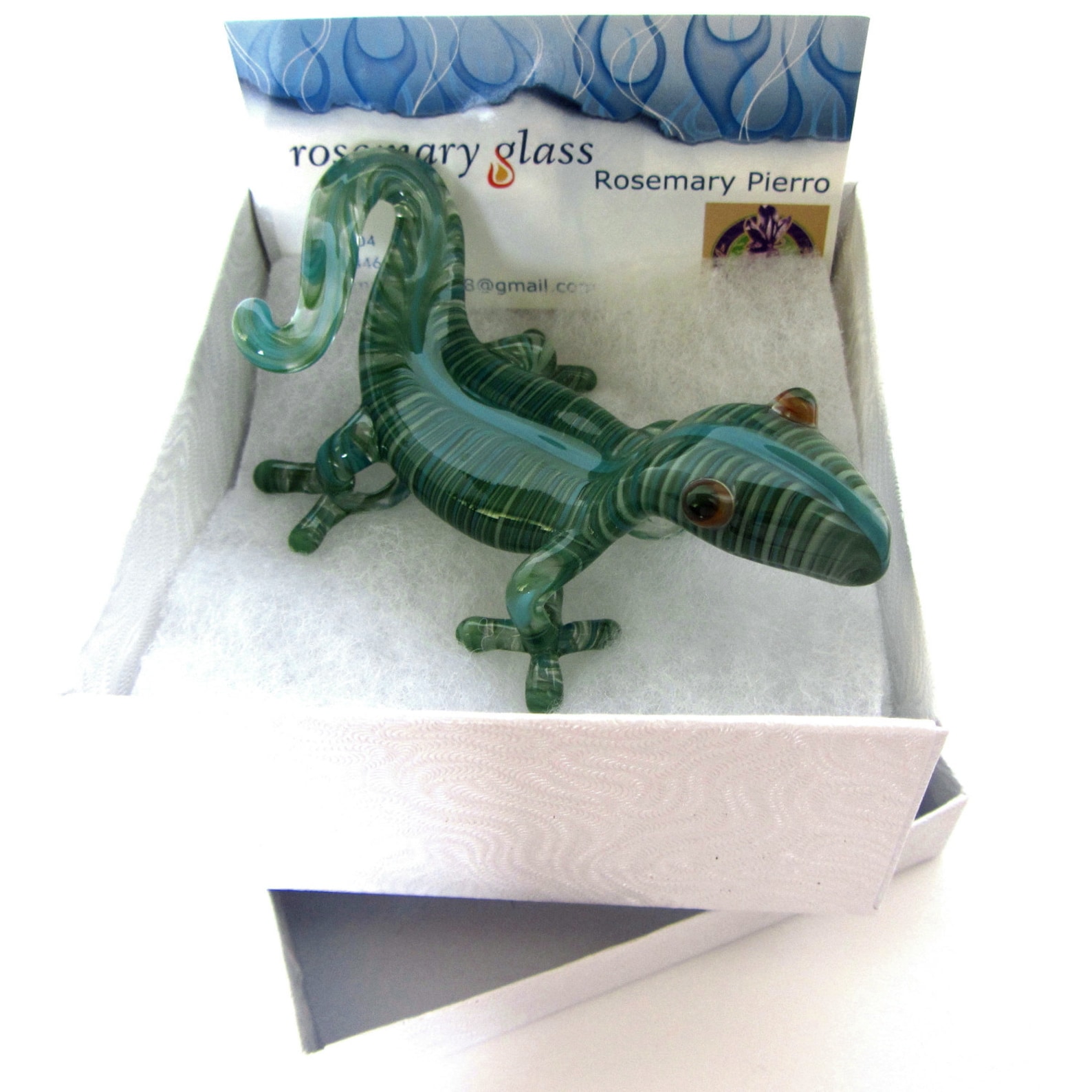 Glass Gecko in Ocean Color, Jungle Lizard for Wall Display - Etsy