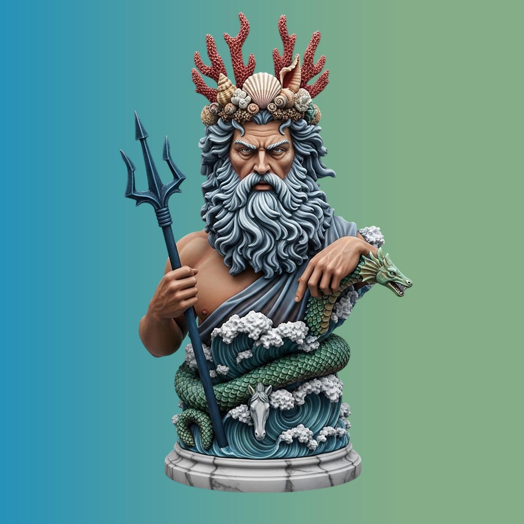 Poseidon Bust 3D Model: Greek God Statue (digital Download STL File) - Etsy