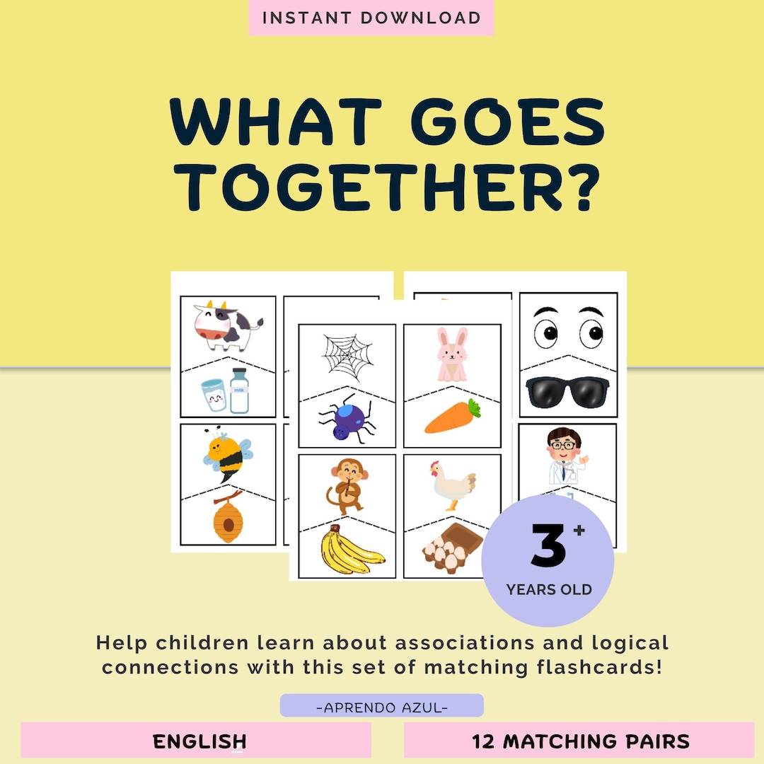 What Goes Together? – Matching Pairs Flashcards for Kids | Things That ...