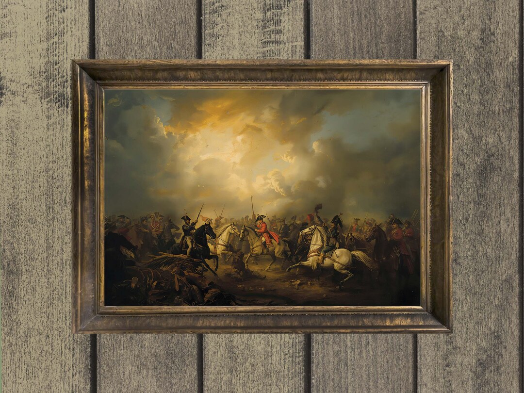 Waterloo Battle Print, Vintage War Art, Dramatic Battle Scene, Digital ...