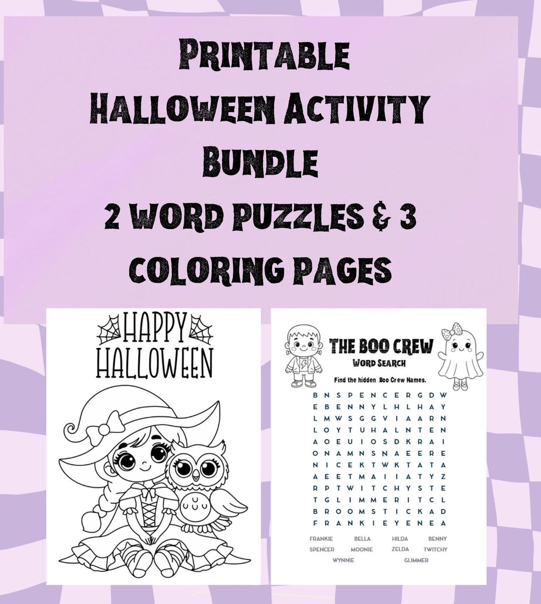 Boo Crew Halloween Activity Bundle: Word Puzzles & Coloring Pages ...