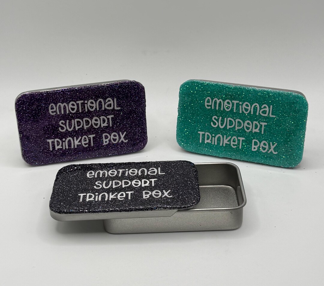 Emotional Support Trinket Box – Glitter Resin Storage Tin – Weird Girl ...