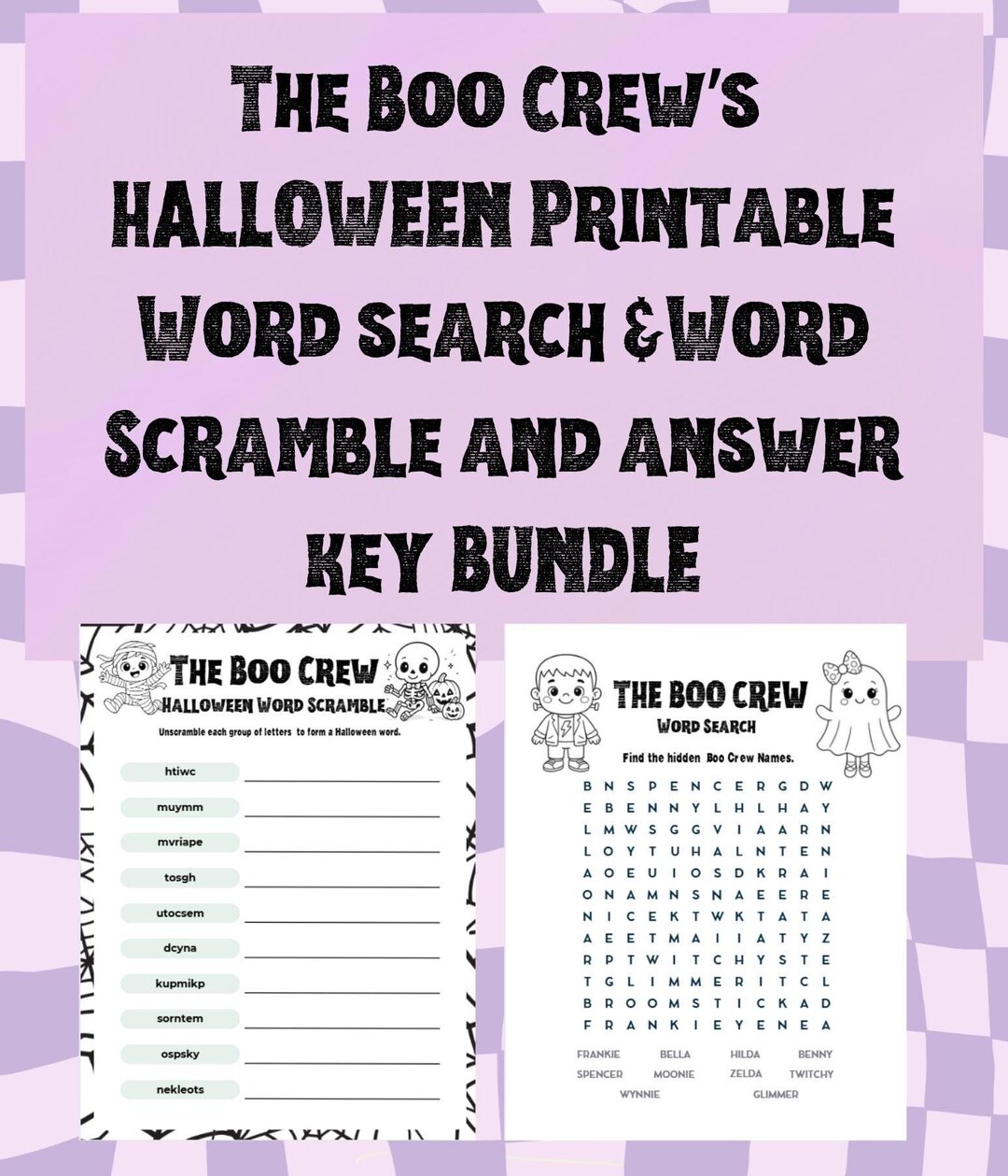 Boo Crew Halloween Activity Bundle: Word Search, Scramble (digital ...