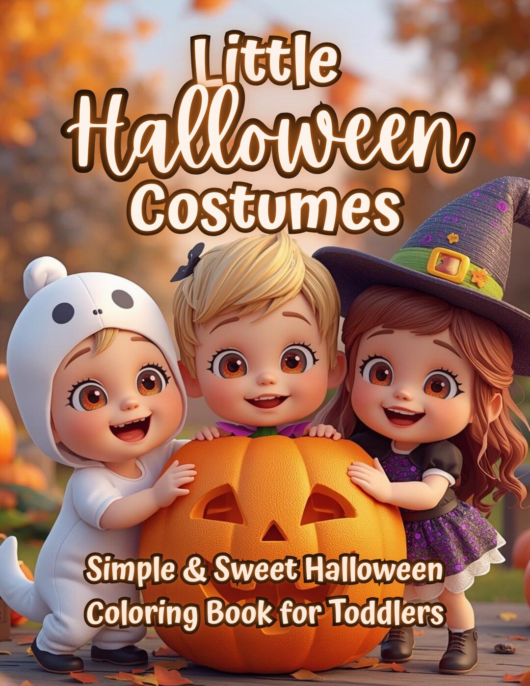 Little Halloween Costumes Coloring Pages | 3-page Printable Toddler ...