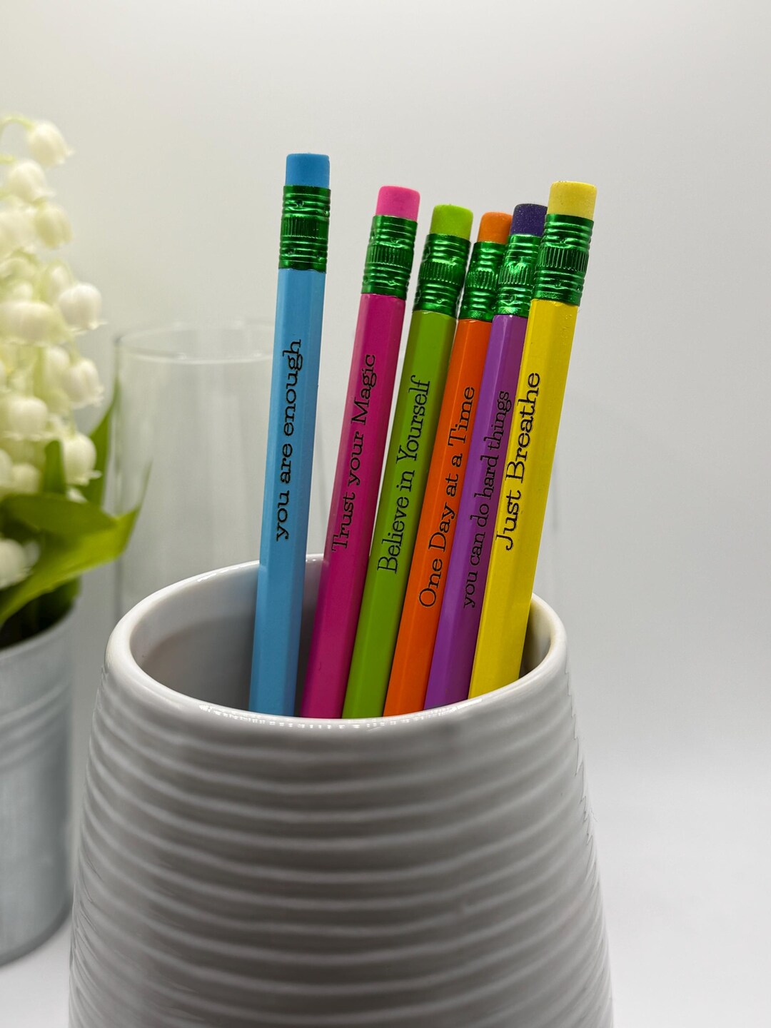 Bright Affirmation Pencil Set | Colorful Motivational Quote Pencils ...