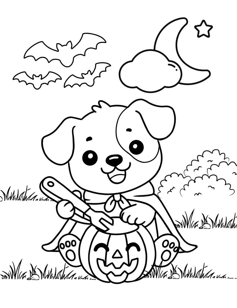 Paws & Pumpkins – 3 Cute Halloween Coloring Pages | Printable Kawaii ...