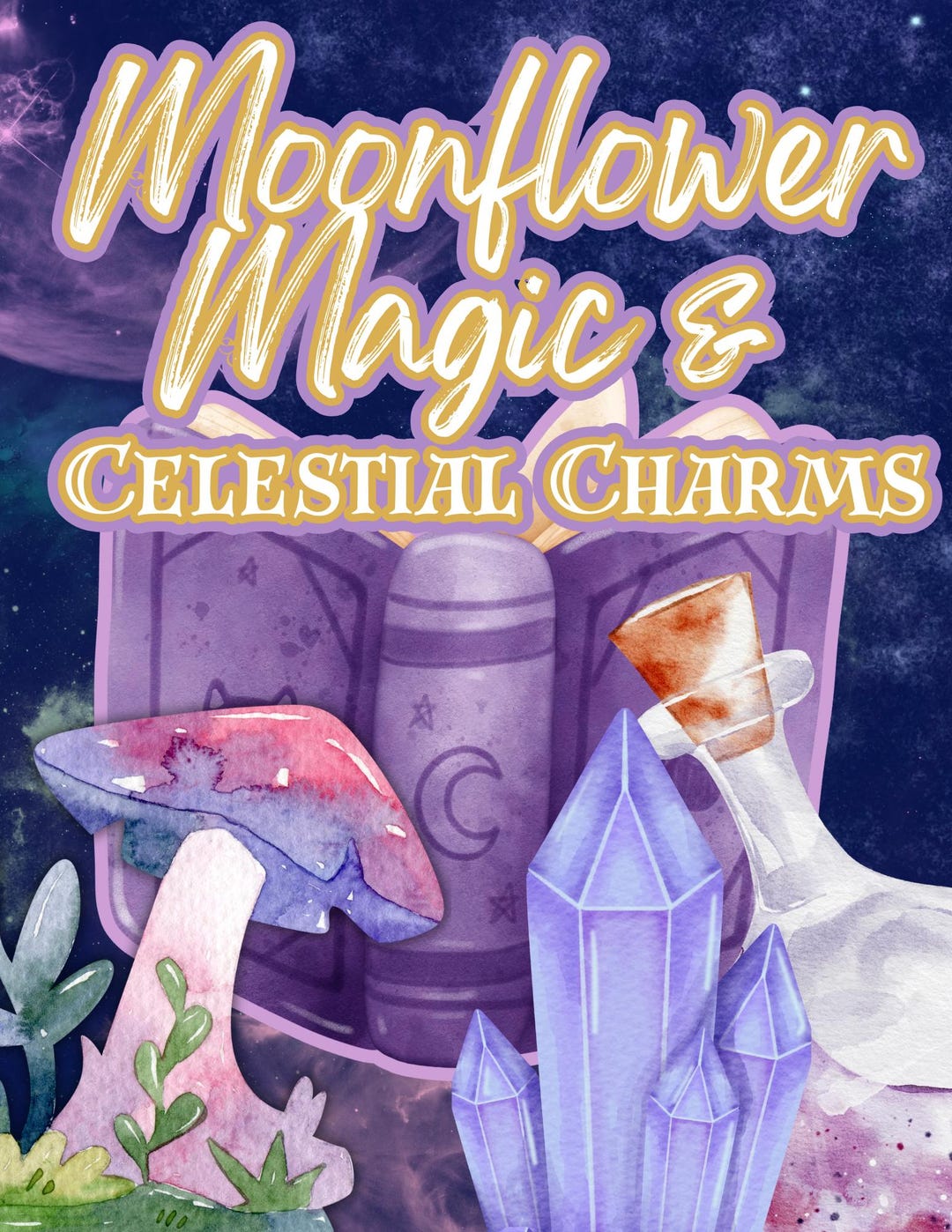 Witchy Celestial Coloring Pages: Moonflower Magic, 15 Page Mini Edition ...