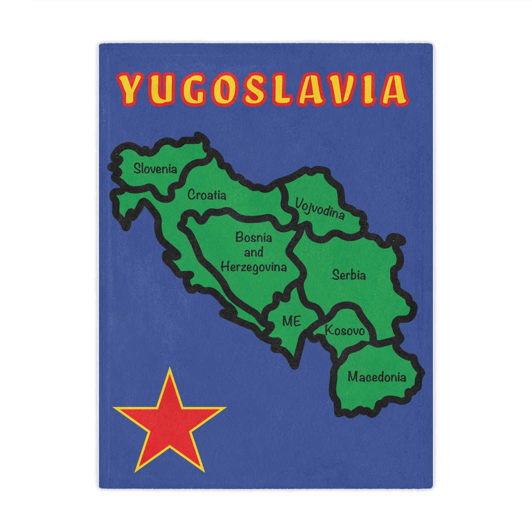 Yugoslavia Map Blanket With Retro Design | Soft Nostalgic Throw Blanket ...