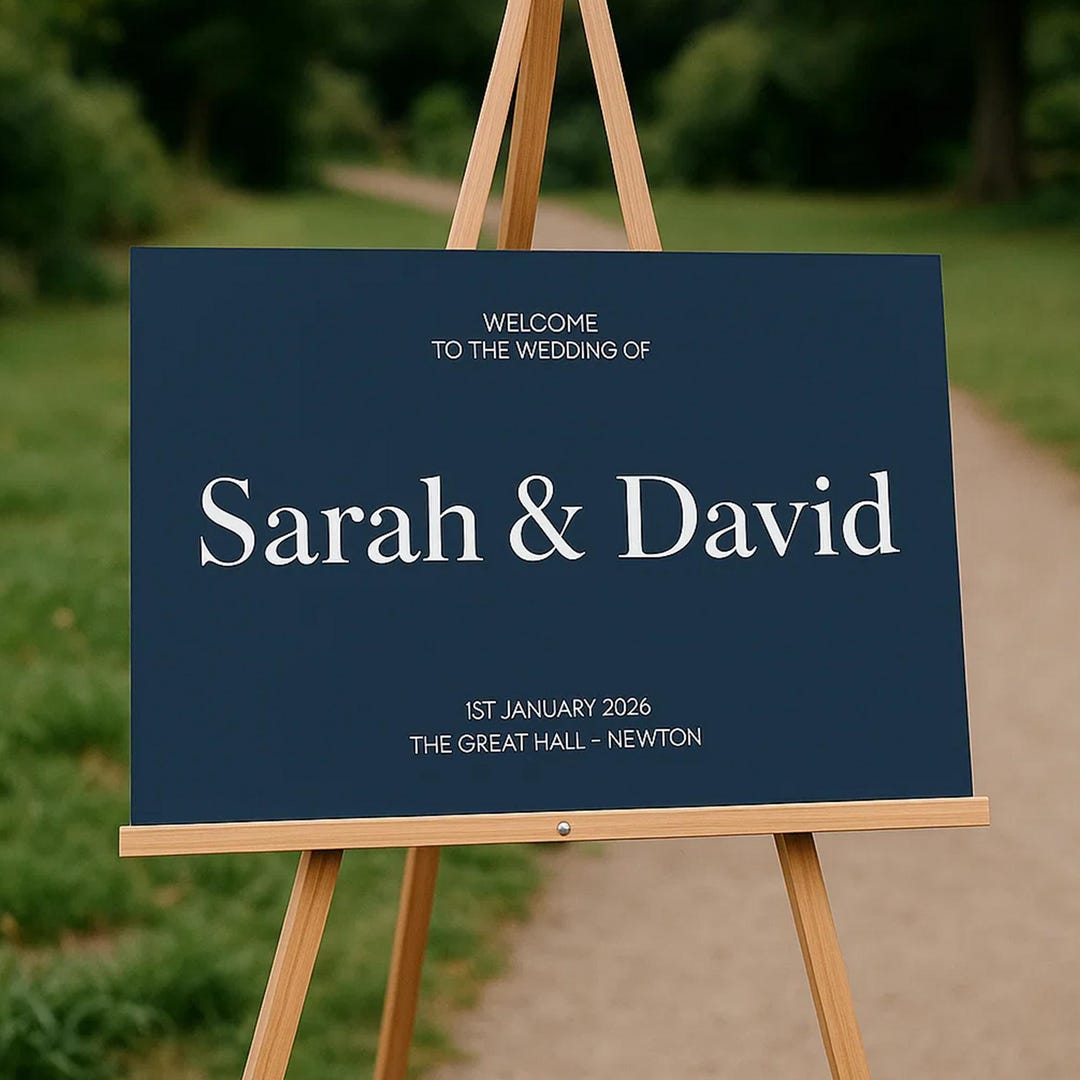 Editable Navy Blue Wedding Welcome Sign | Canva Template (digital ...