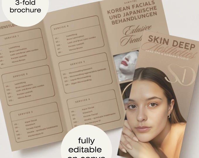 Beauty Salon Trifold Brochure Template, Editable Esthetician Booklet ...