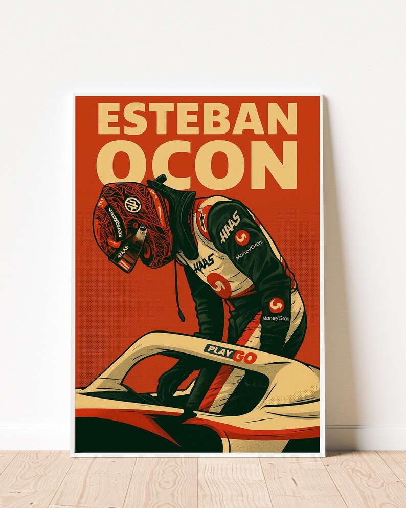 Esteban Ocon F1 Poster: Haas Racing Art, Formula 1 Decor (digital ...